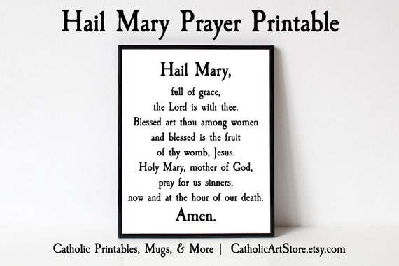 Hail Mary Printable Catholic Prayer Wall Art Marian | Etsy UK