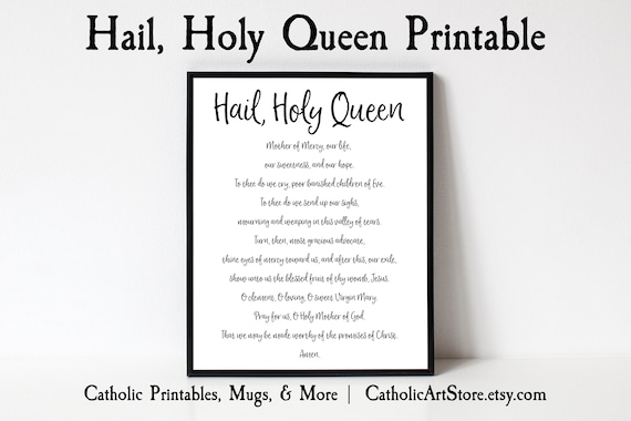 Hail Holy Queen Rosary Prayer Prayer to Mary Catholic Wall - Etsy