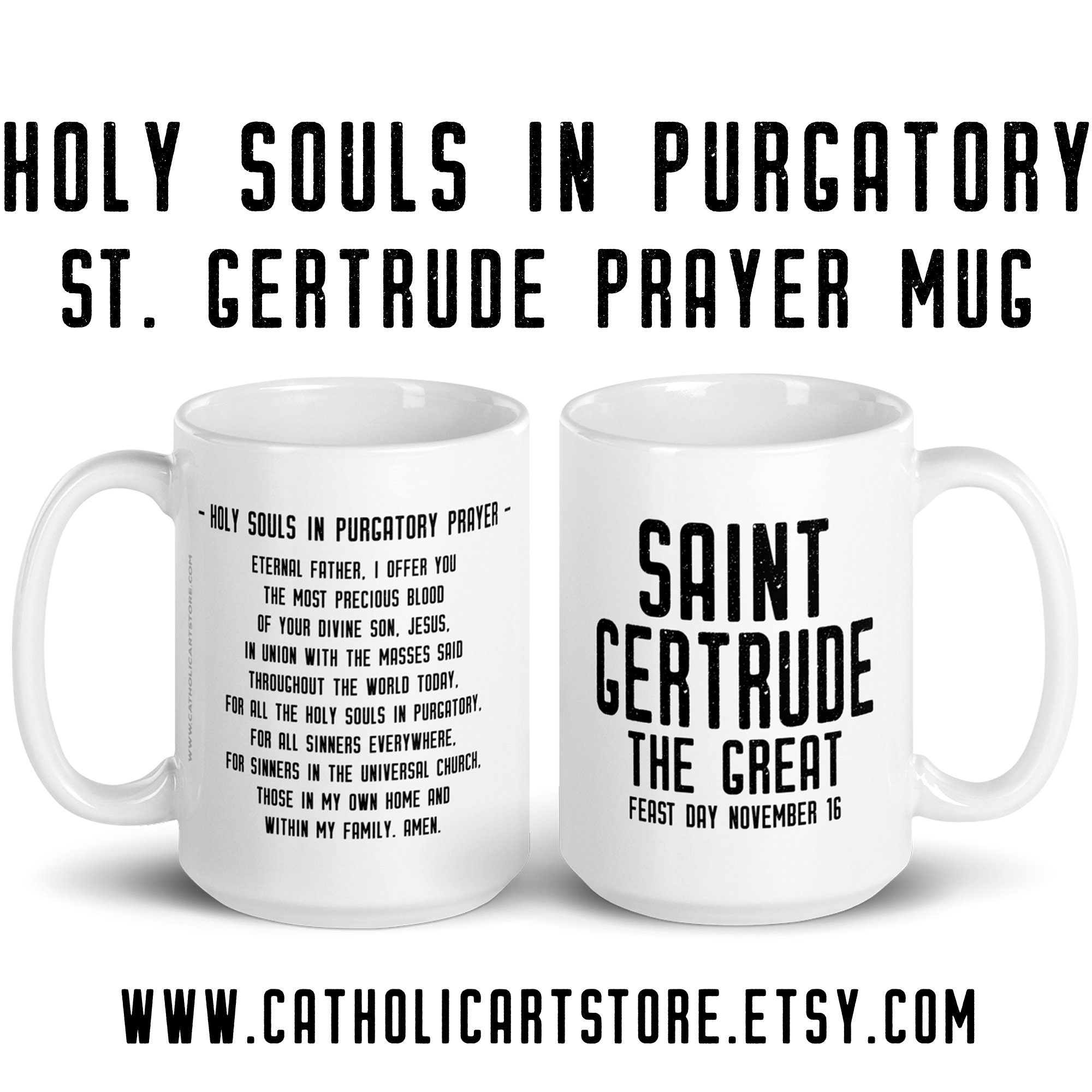 Holy Souls in Purgatory Prayer Mug, St. Gertrude the Great Mug ...