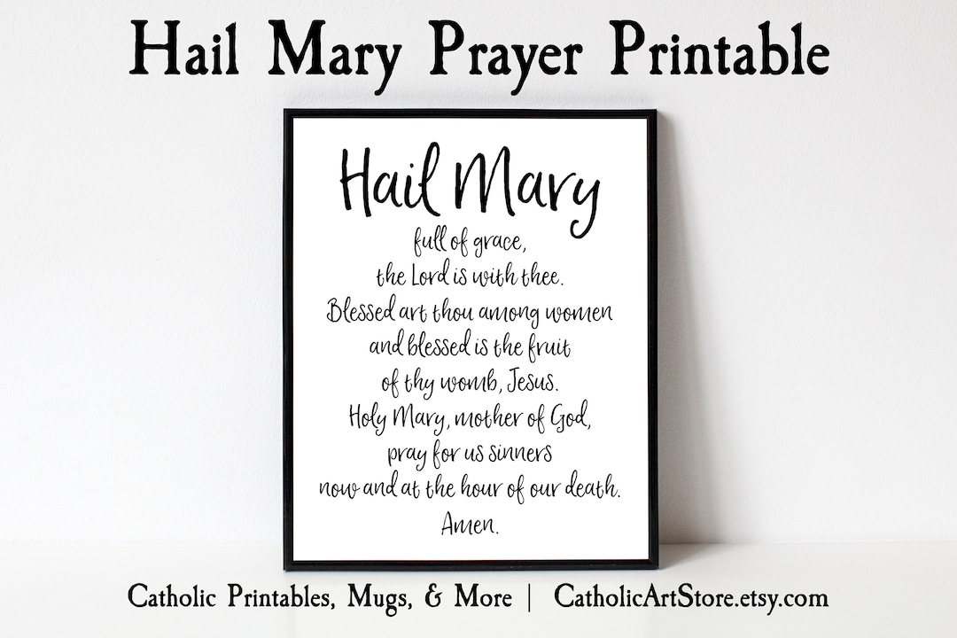 Hail Mary Prayer, Catholic Wall Art, Religious Home Decor, Convent Art ...