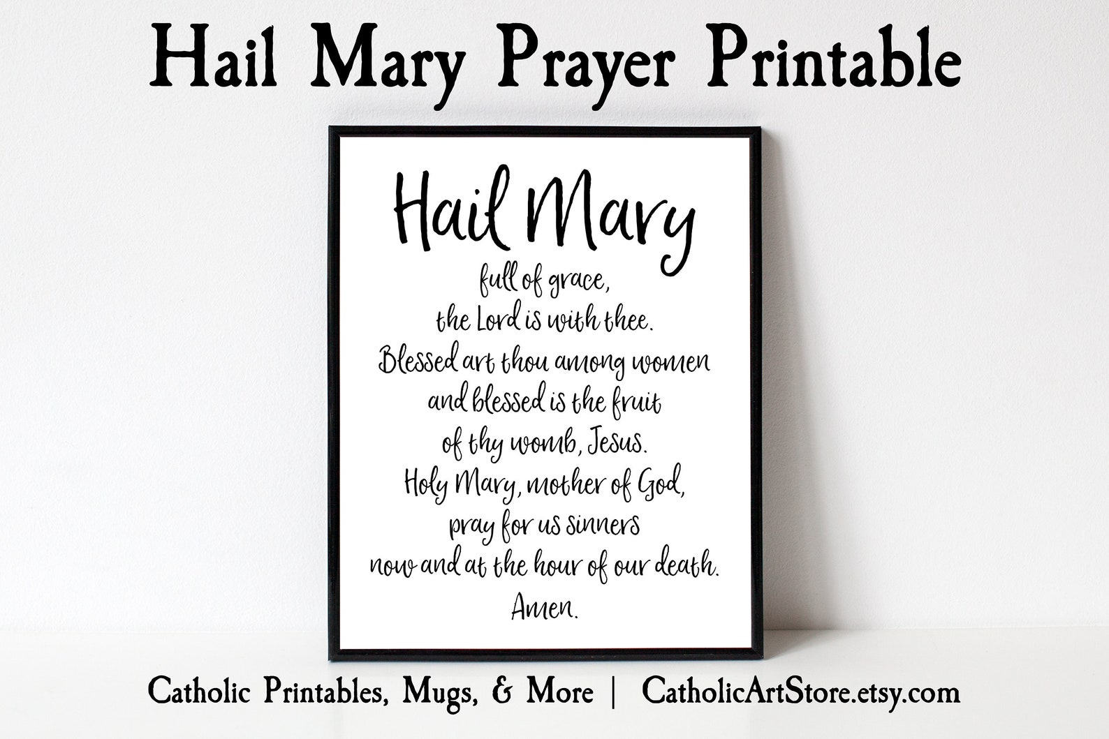 Hail Mary Prayer, Catholic Wall Art, Religious Home Decor, Convent Art ...