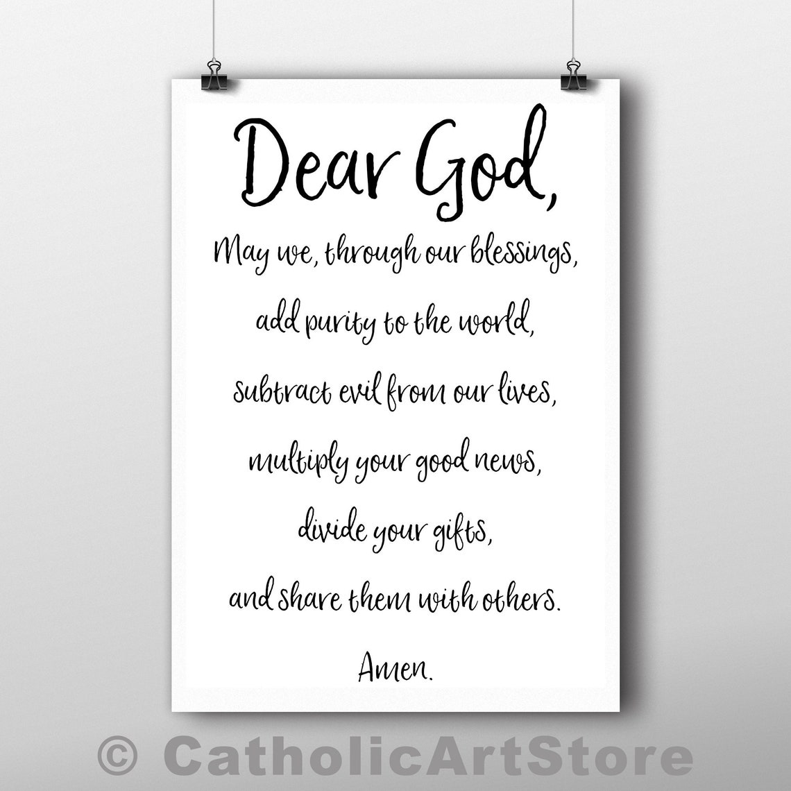 Math Prayer, Catholic School Math Teacher Gift, Catholic School ...