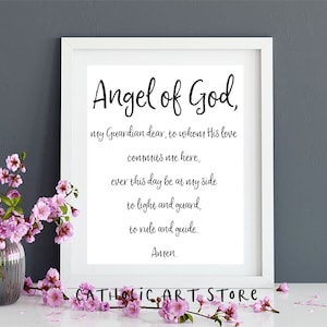 Catholic Christmas Decor, Prayer Printable 6-pack, Our Father, Hail Mary, Glory Be, Angel of God ...