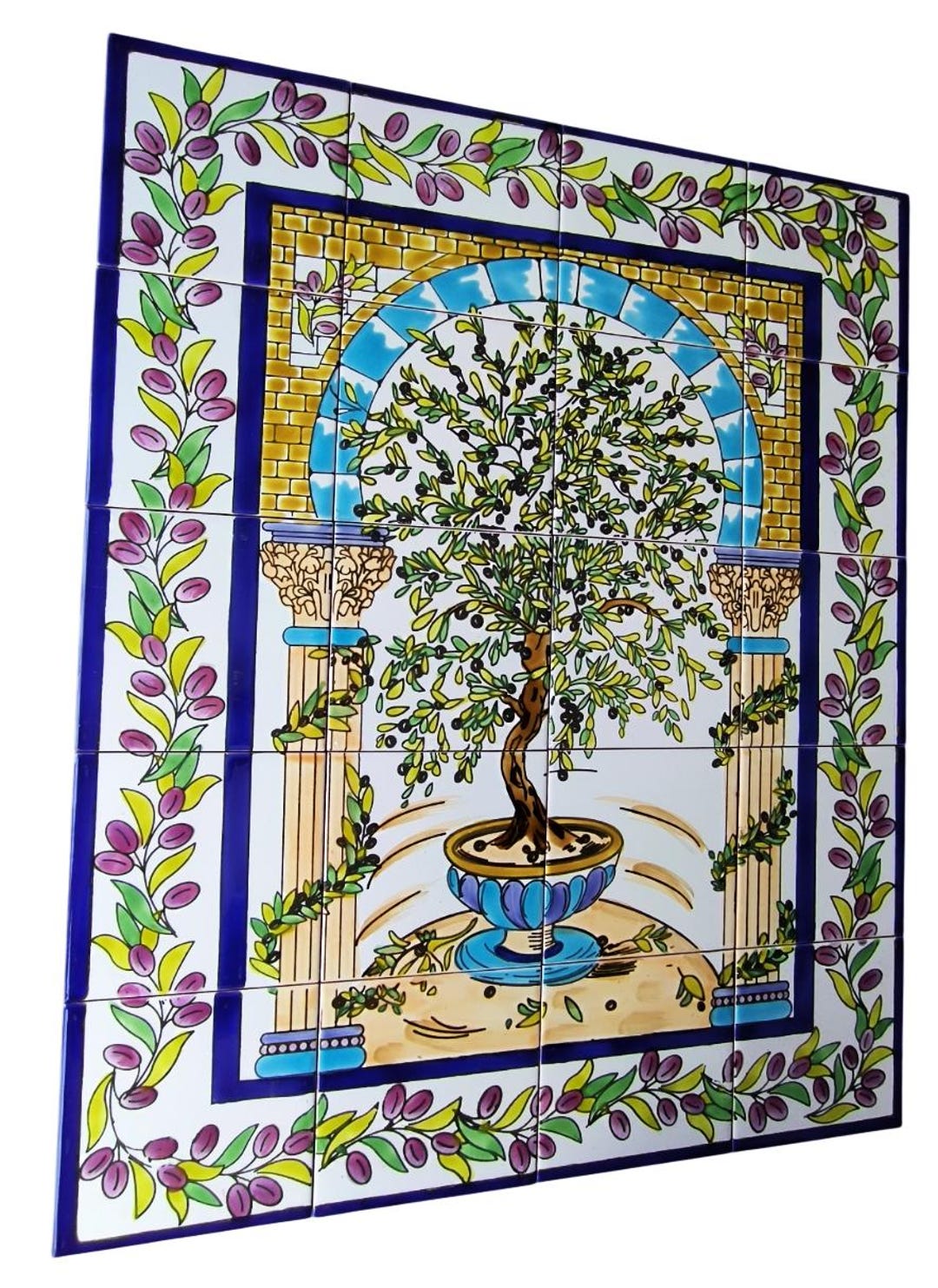 Large Tile Picture Olive Tree 60x75 Tiles Hand-painted Tiles Thick ...