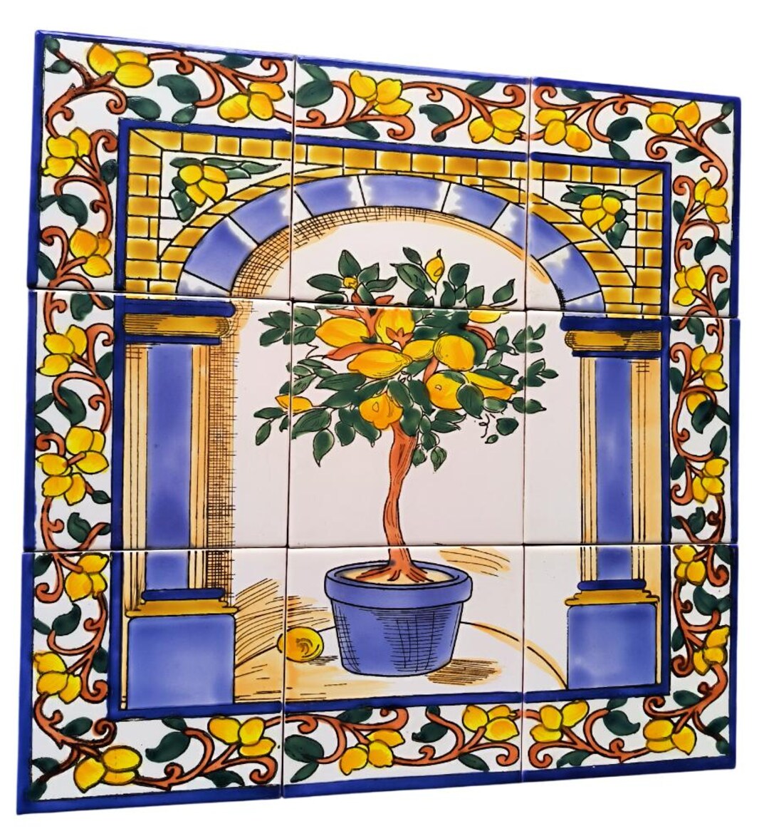 Lemon Tree 45x45 Tiles Hand-painted Tiles Tile Picture Mosaic Vintage ...