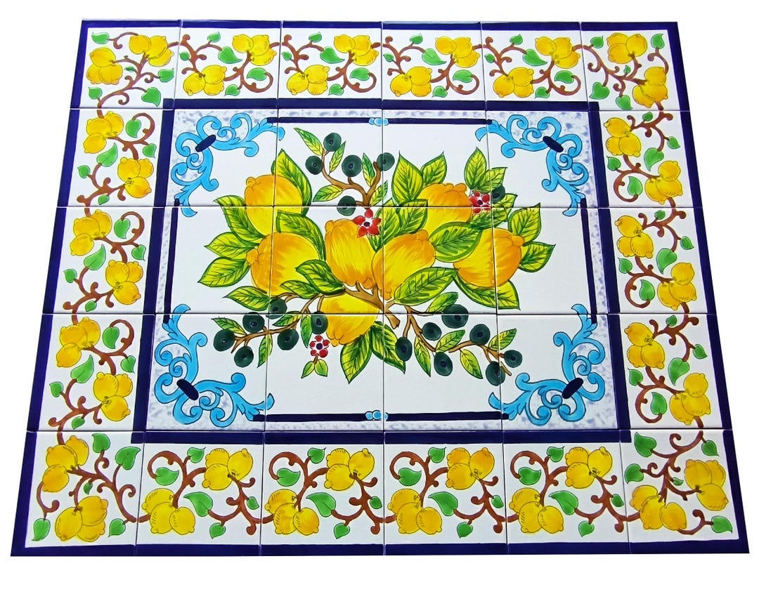 Lemon Branch Tile Picture 90x75 Hand-painted Tiles Borders Mosaic Tiles ...