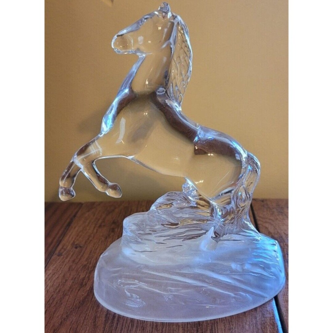 Lead Crystal Rearing Horse Cristal D'arques Figurine on Frosted Base - Etsy