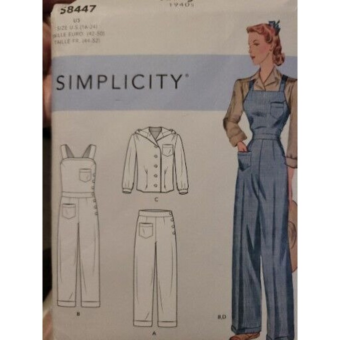 40's Overalls Work Pants Shirt Rosie the Riveter 16-24 Simplicity ...