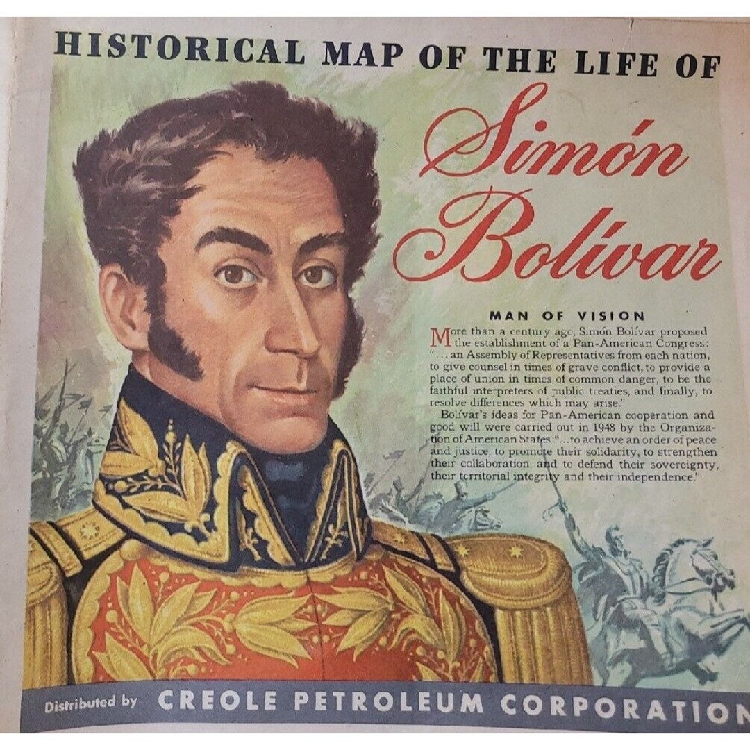 Vintage Creole Petroleum Historical Map of the Life of Simon - Etsy