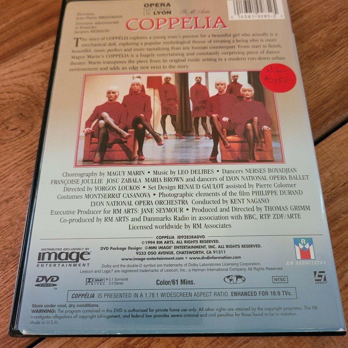 Coppelia DVD 1994 61 Mins Opera National De Lyon Ballet Maguy Marin - Etsy