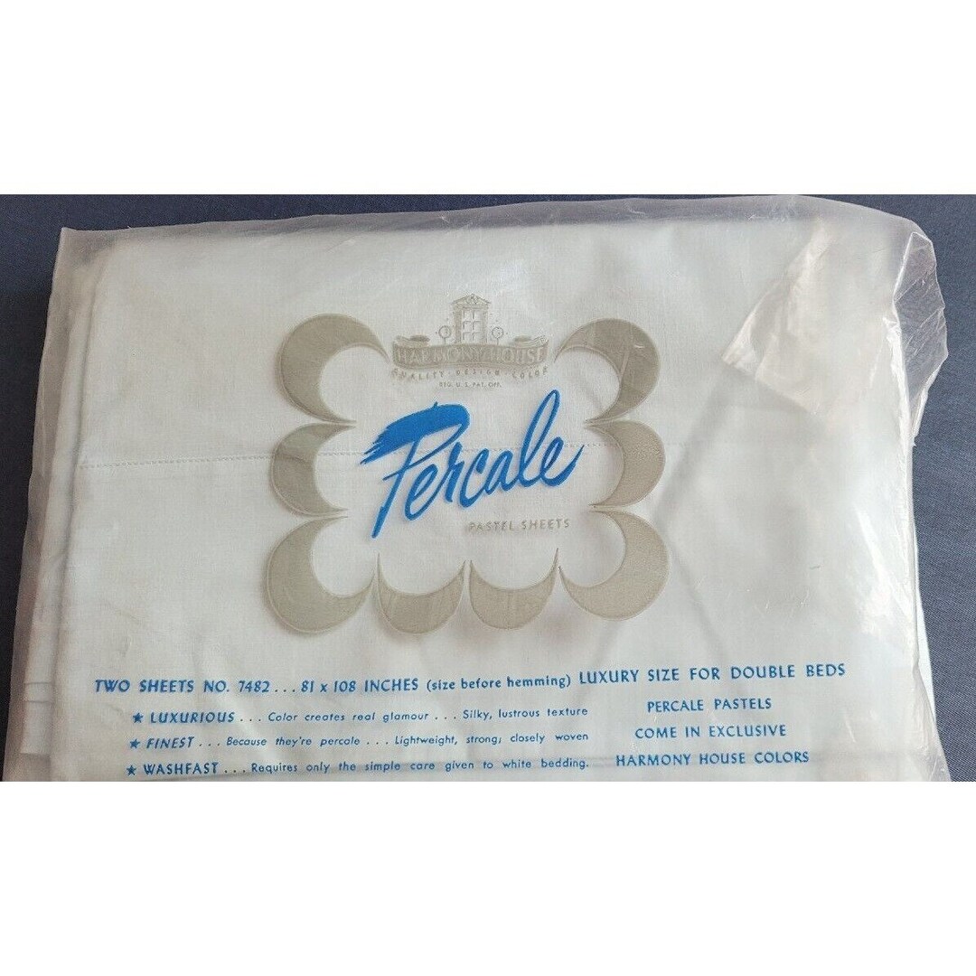 Vintage Light Blue Flat Sheet one Full Double Sears Harmony House 81108 ...