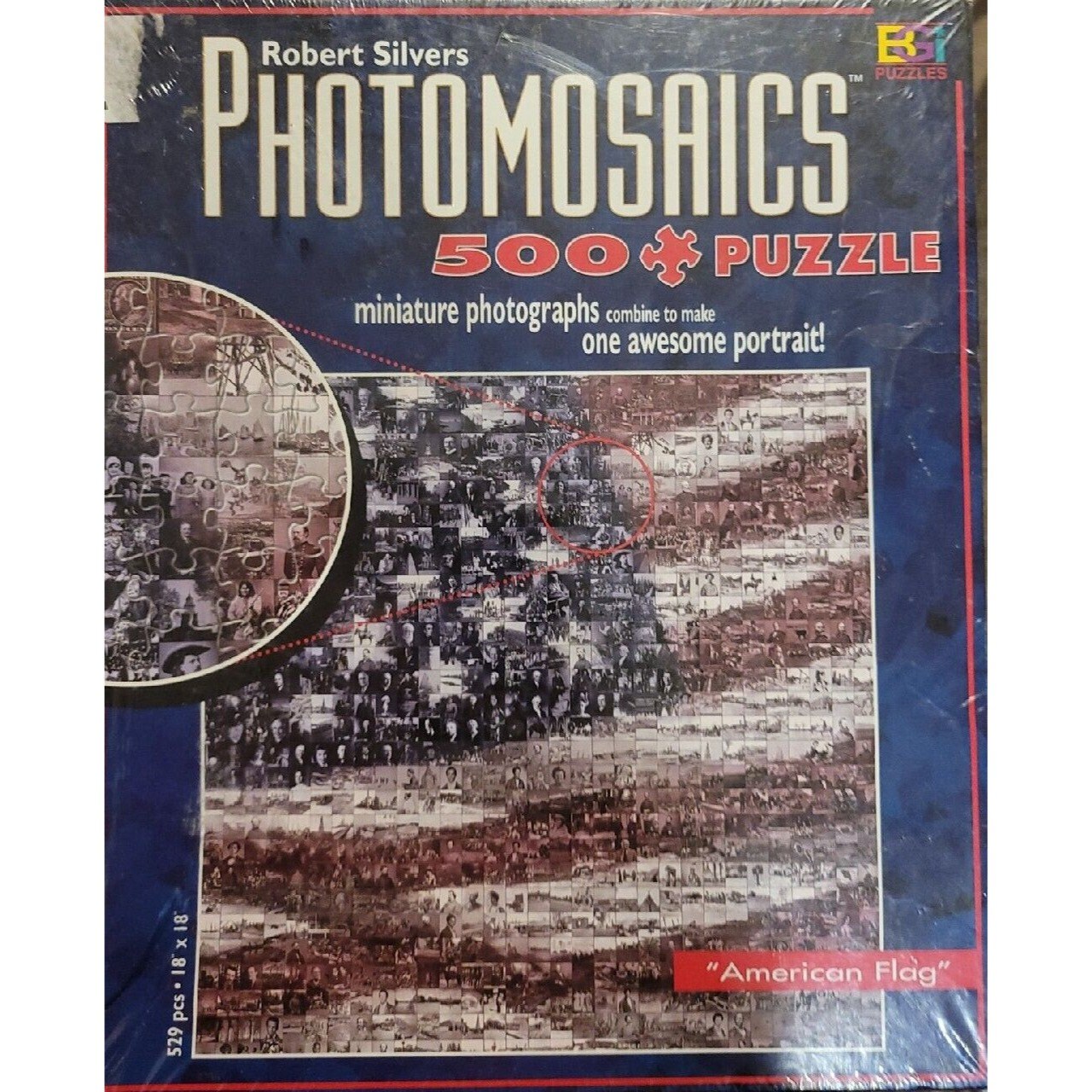 Photomosaics American Flag Jigsaw Puzzle 529 Pc Sealed 18x18 Miniature ...