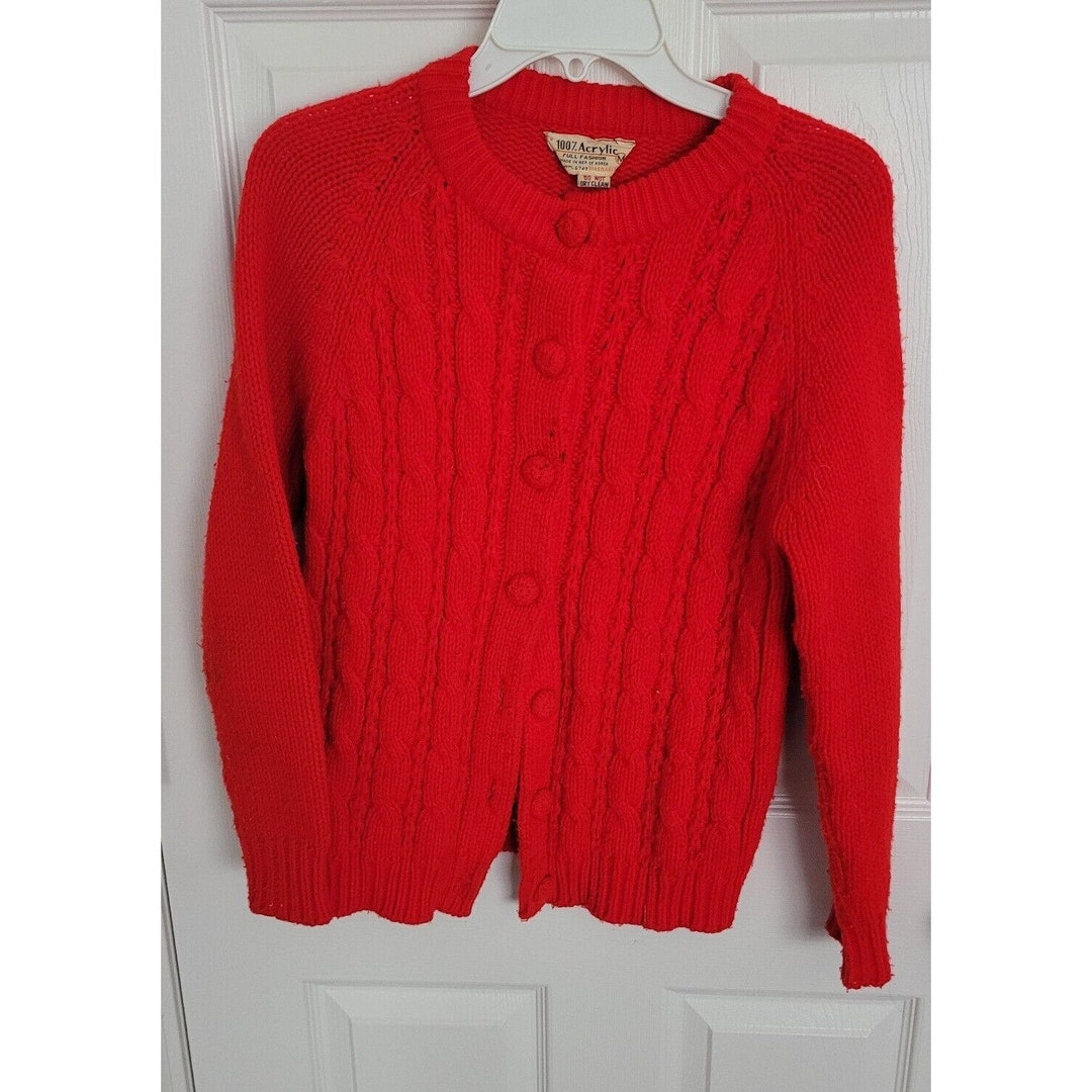 Vintage Red Button up Sweater Cellini for Upcycle or Restoration ...