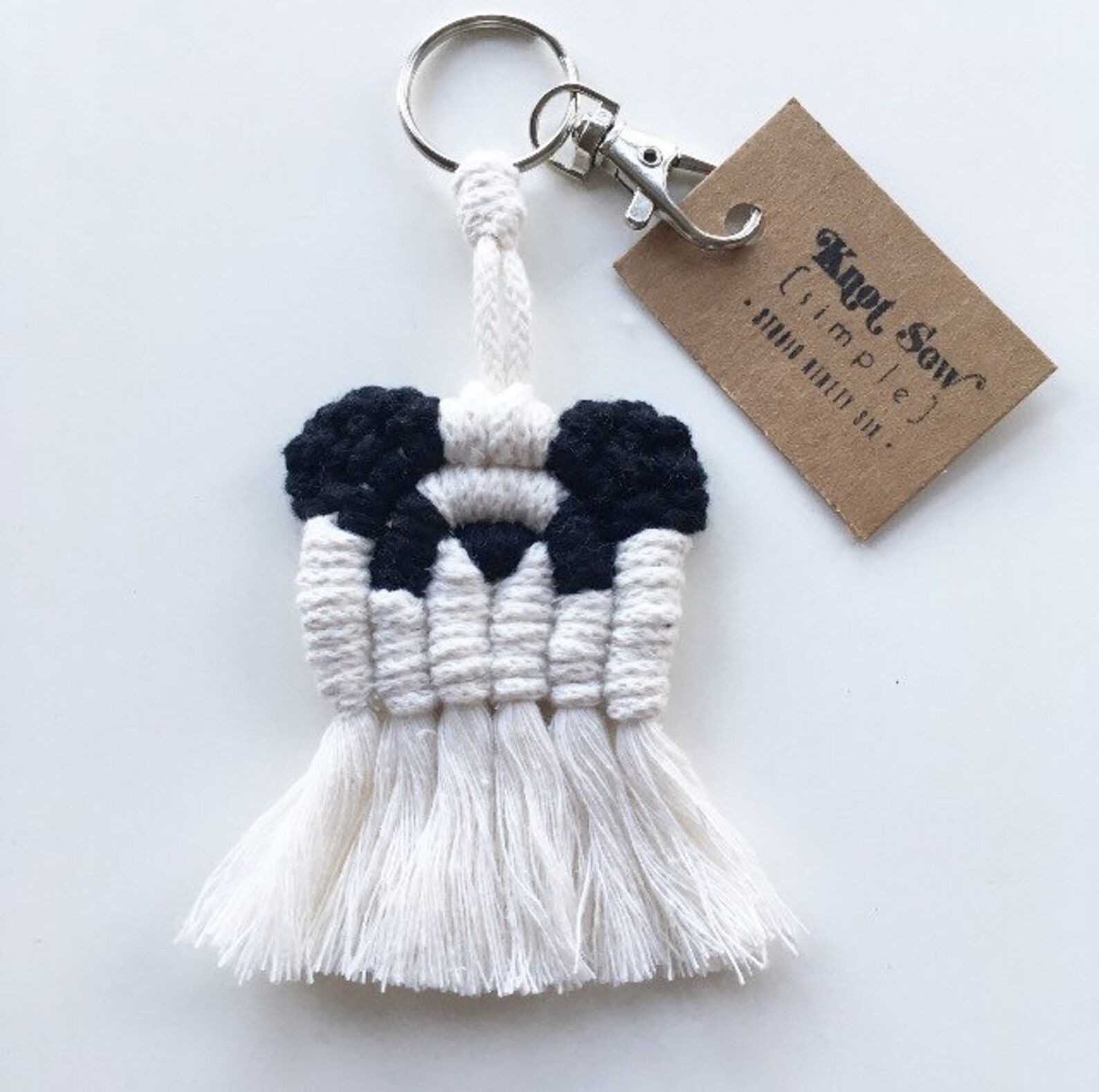Panda keyring / Macramè panda keyring / Panda rope keyring | Etsy