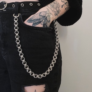 Chunky TREBLE Chainmail Wallet Chain Gothic Handmade Stainless Steel ...