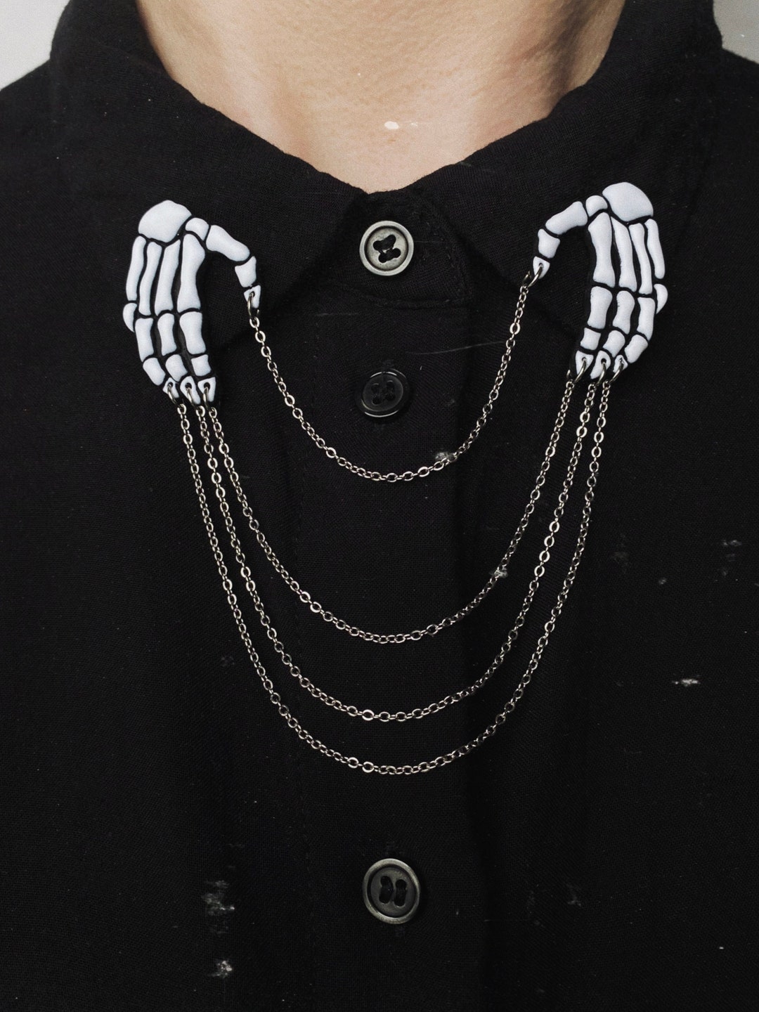 HADES Collar Pins Skeleton Hand Collar Pins With Adjoining - Etsy