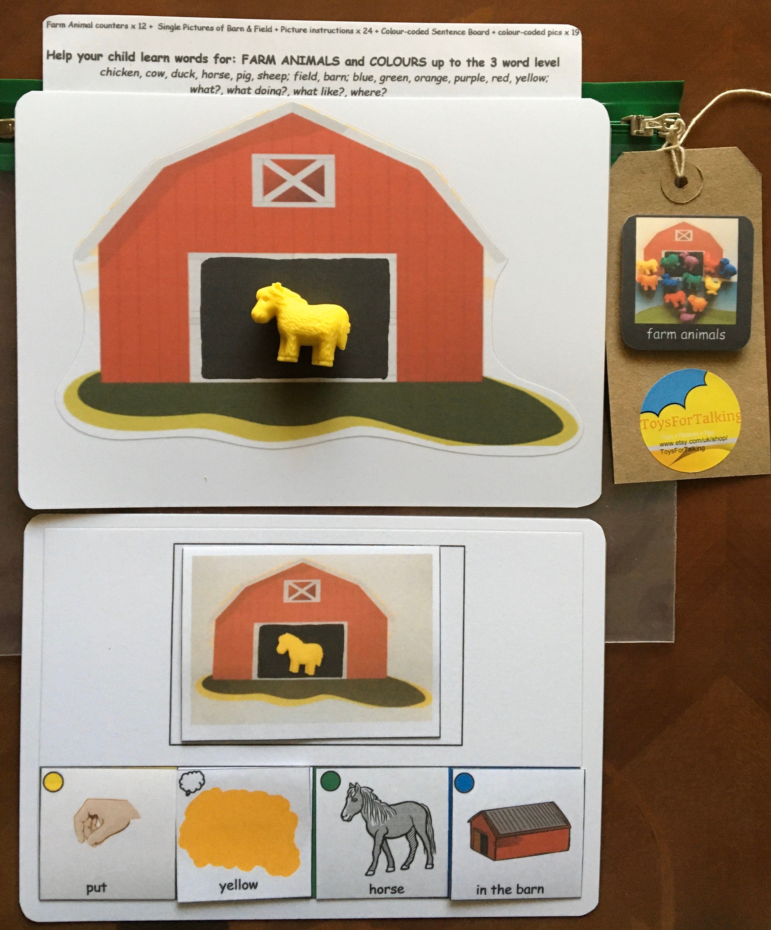 Learning & School Toys Farm Animals 3 Word Level & Colourful Semantics ...