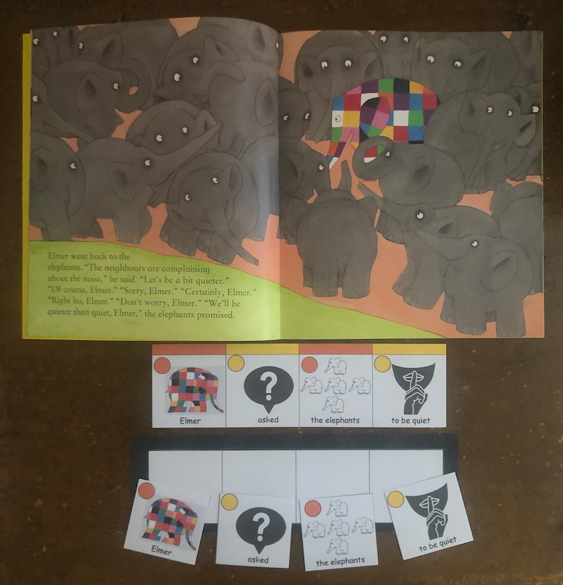 Elmer’s Special Day Colourful Semantics and Blank Levels Questions Pack ...