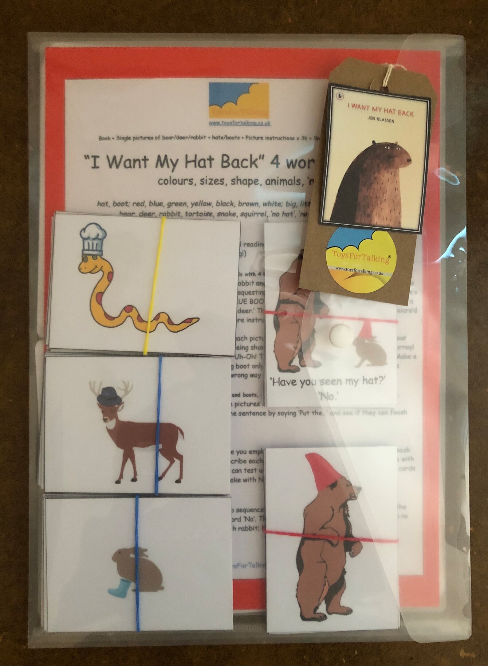 I Want My Hat Back Pack WITHOUT BOOK, (size, Colour, Shape, Animal ...