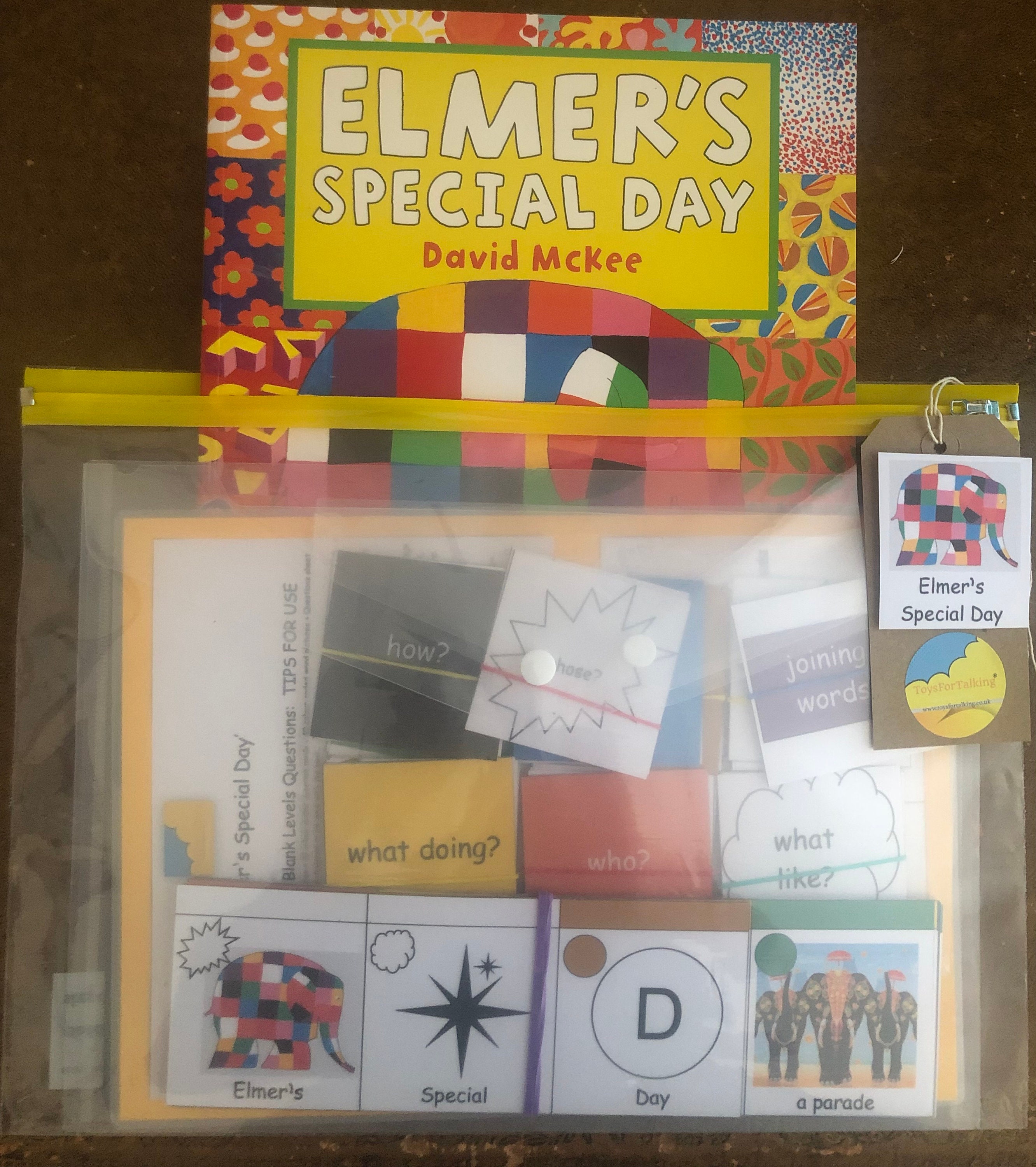 Elmers Special Day Colourful Semantics and Blank Levels Questions Pack ...