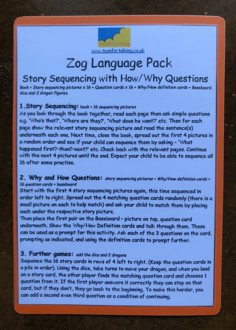 Zog Story Sequencing Pack With Why? and How? Questions - Etsy UK