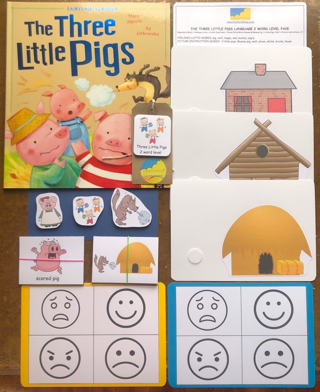 The Three Little Pigs 2 Word Level Pack With Paperback Book - Etsy UK