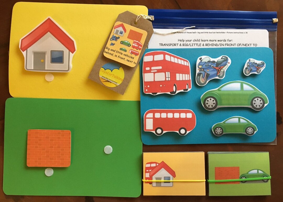Big And Little Vehicles Behind In Front Of Next To 4 Word Etsy