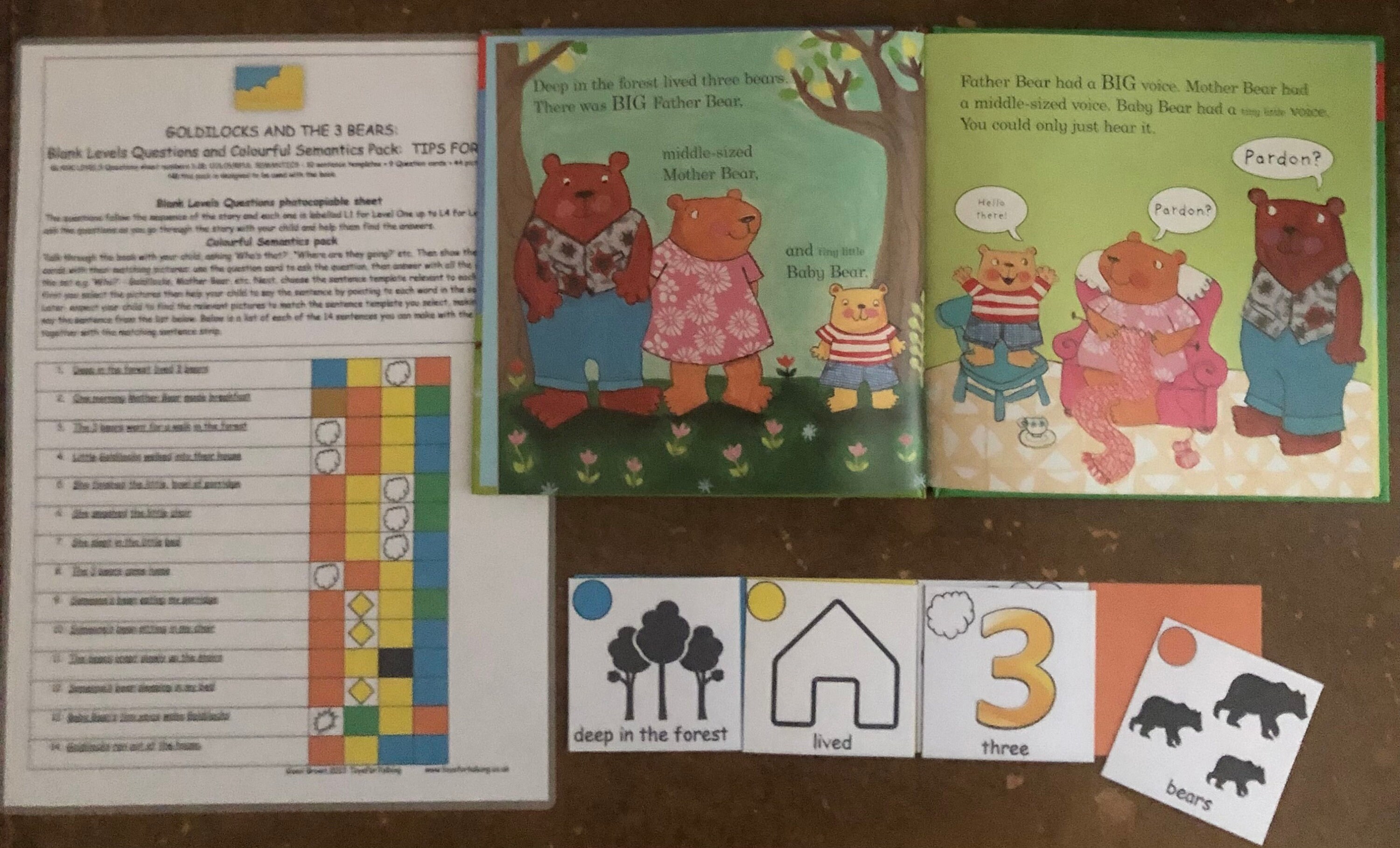 Goldilocks and the Three Bears 4 Word Level Bumper Pack With Colourful ...