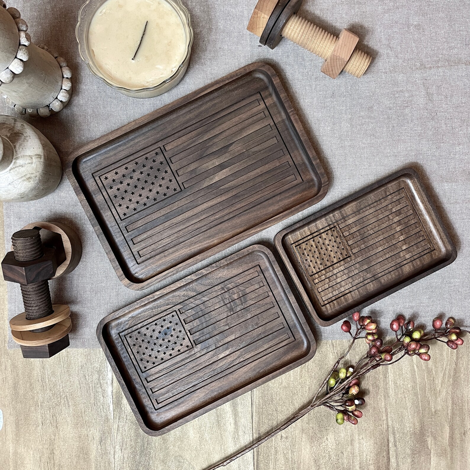 EDC Dump Tray Handmade Wood Tray Wood Key Tray Valet Tray - Etsy