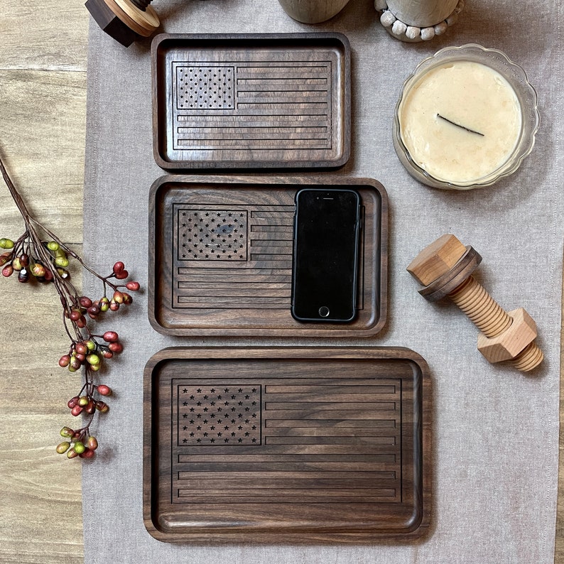 EDC Dump Tray Handmade Wood Tray Wood Key Tray Valet Tray - Etsy