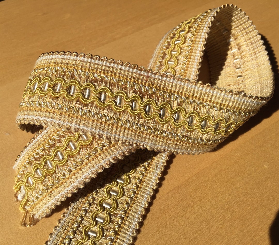 Flat Braid Trim 1.75" - Pale Golds, Ivory - INVENTORY REDUCTION SALE - Etsy