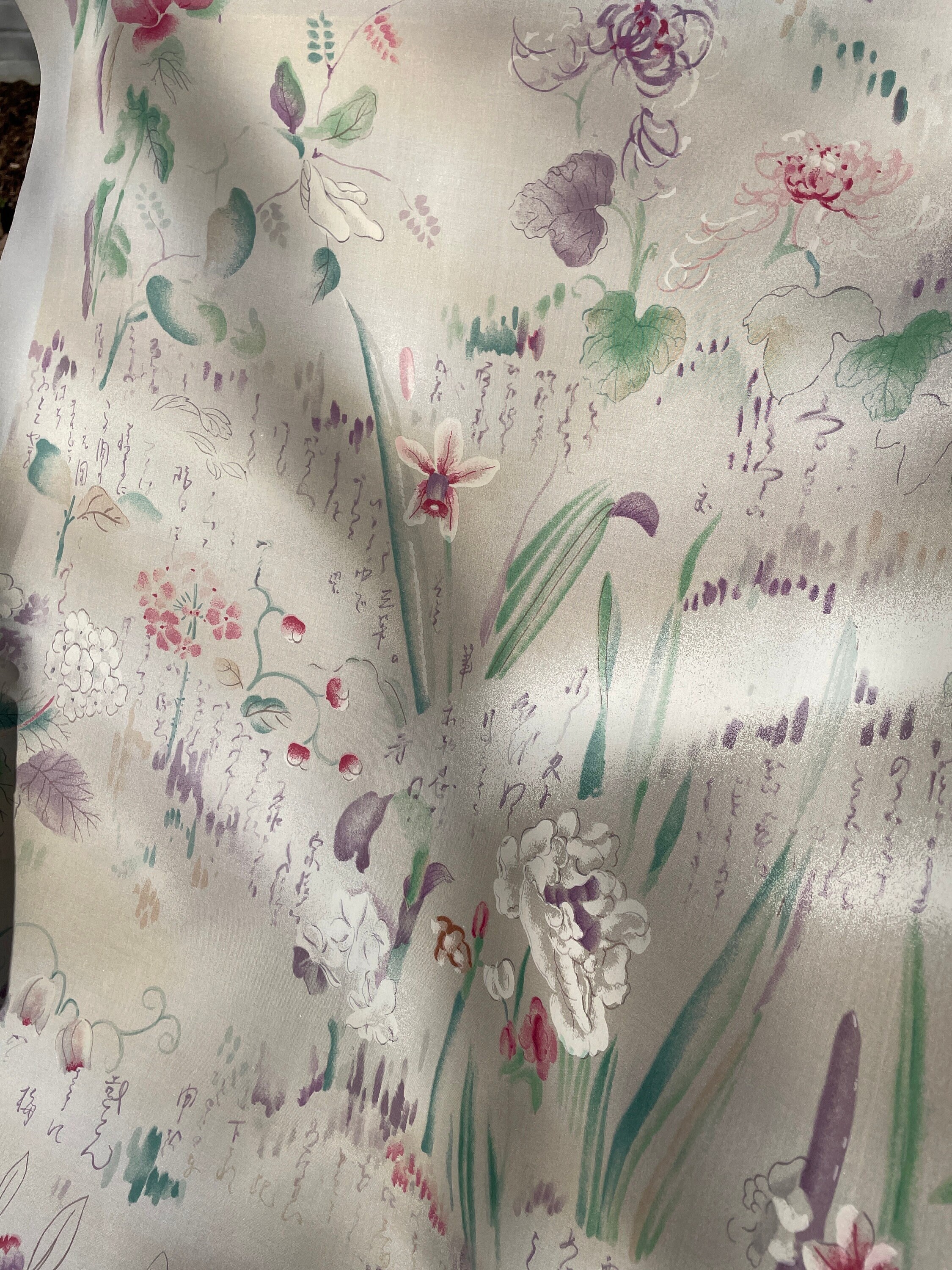 Clarence House "paravent Japonais" Kazumi Hand Printed Silk - 5.5 Yd ...