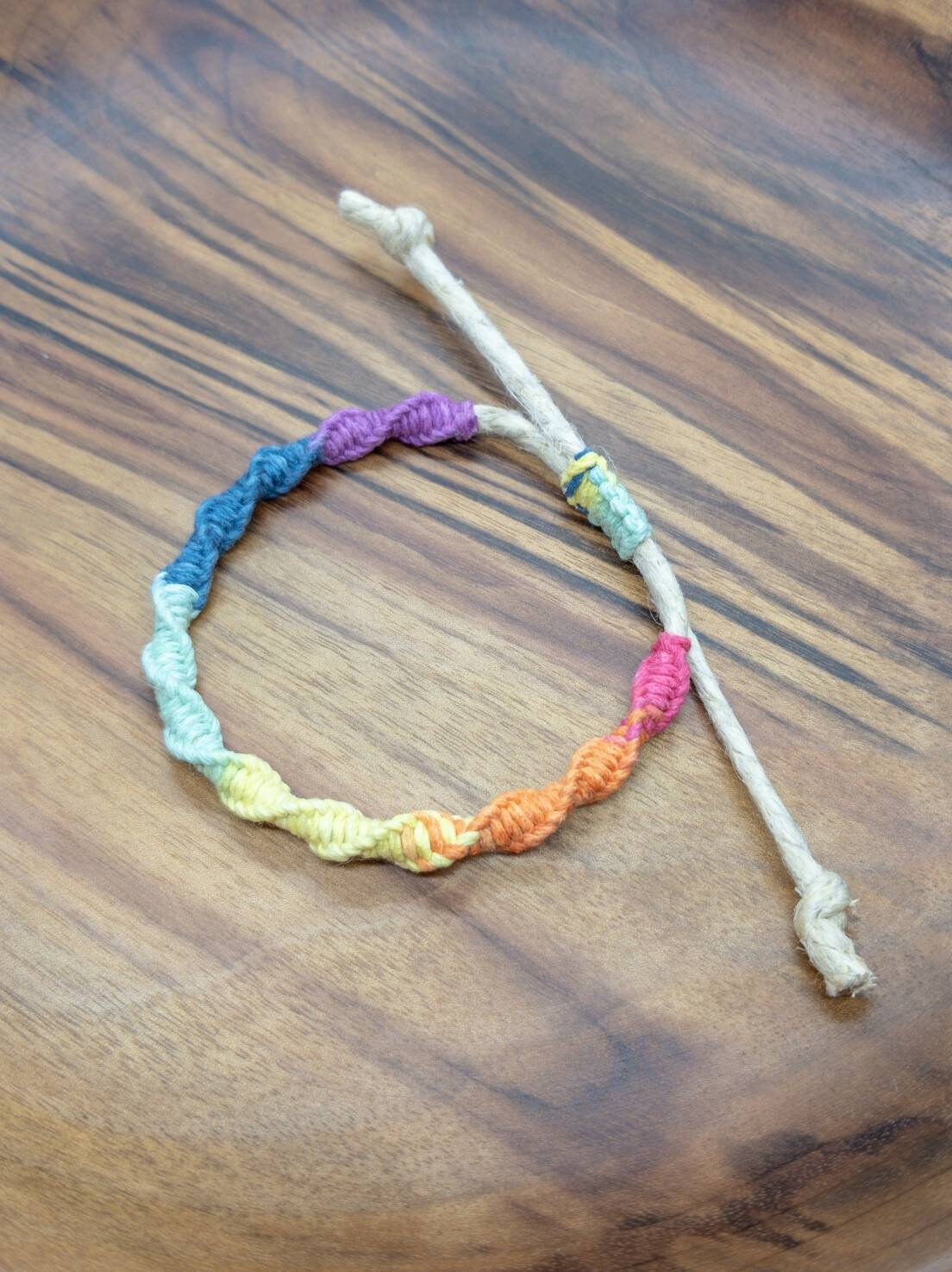 Hemp Bracelet Adjustable Twisted Rainbow | Etsy