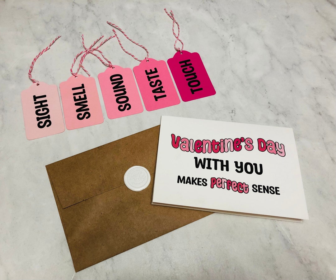 Valentine's Day 5 Senses Card Set Being With You Makes Perfect Sense I ...