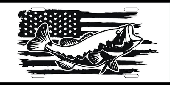 Fishing License Plate AMERICAN FLAG License Plate Fishing - Etsy