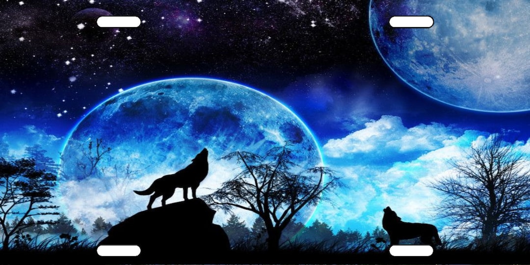 WOLF AND MOON License Plate Vanity License Plate Howling #3 Wild ...