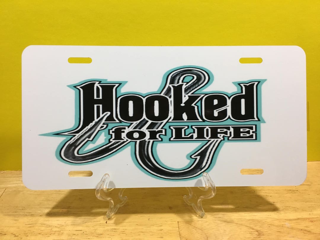Fishing License Plate - Hooked for Life License Plate - Hooks License ...