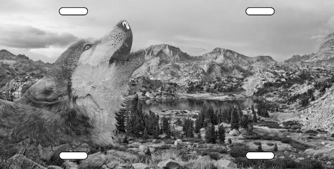 WOLF Howling Vanity License Plate Wildlife, Outdoors, Mountain Aluminum ...