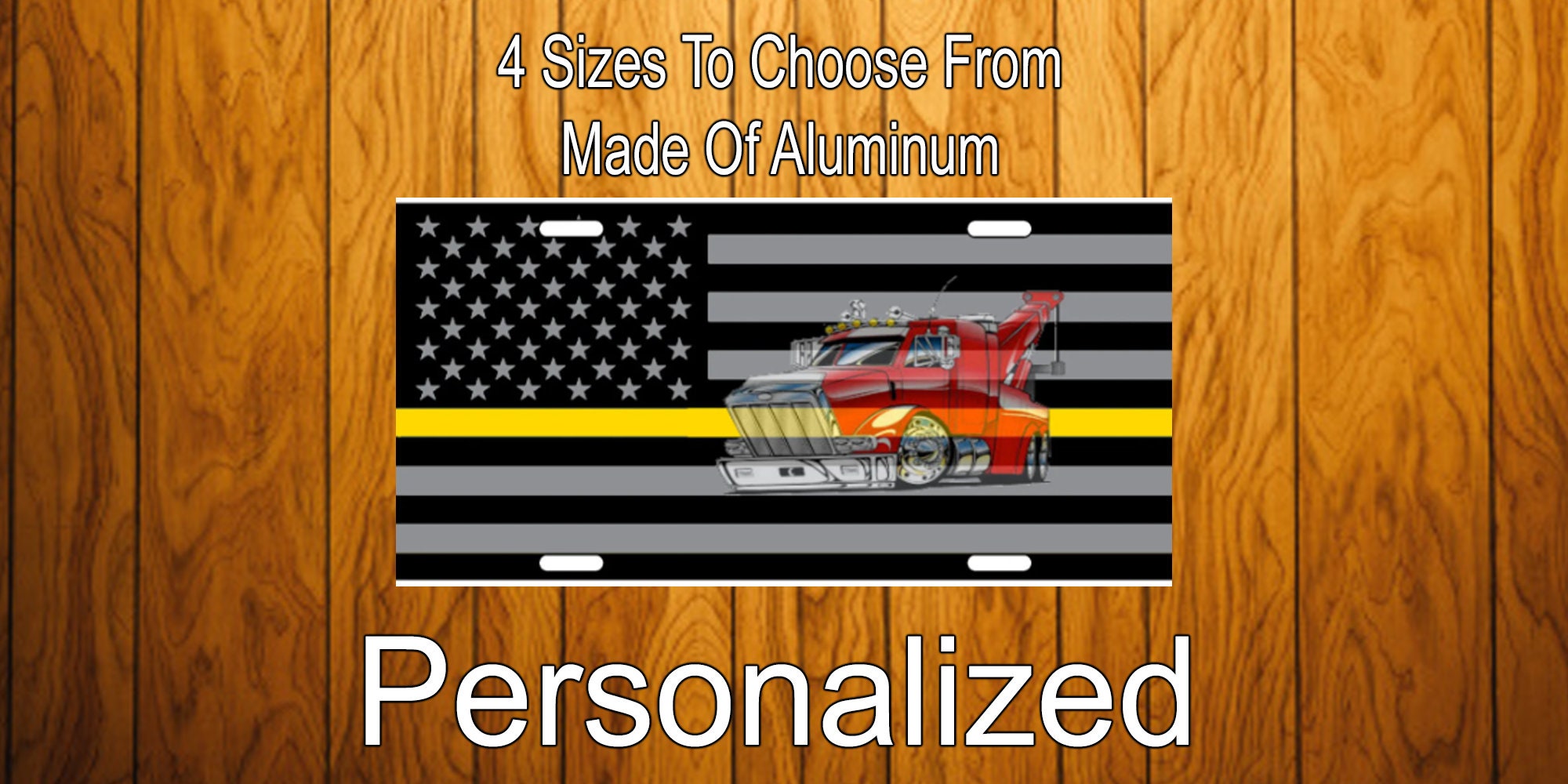 Tow Truck License Plate American Flag License Plate Yellow - Etsy
