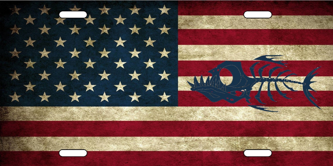 Rustic American Flag Bonefish License Plate - Fishing Vanity Plate - Etsy