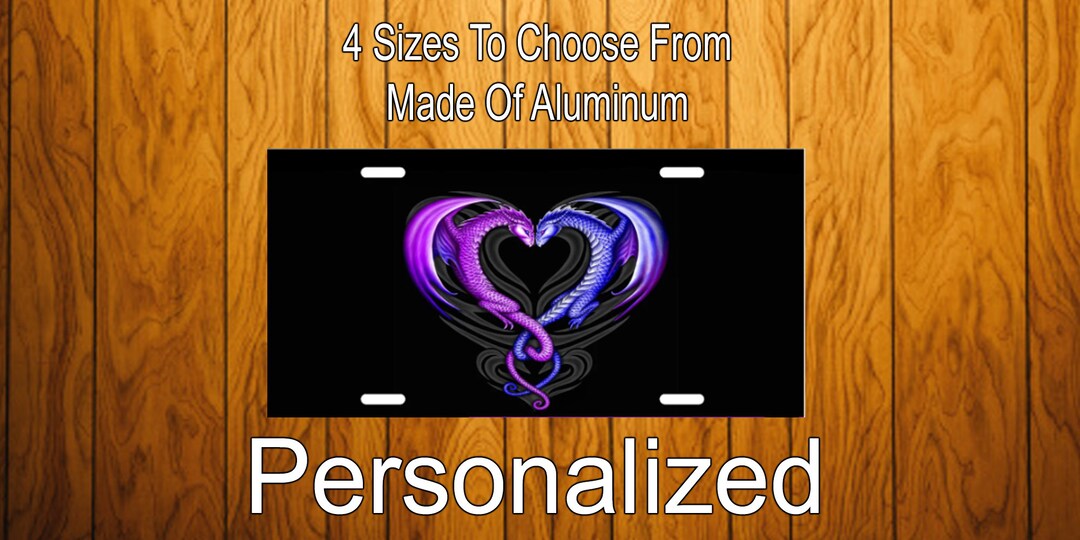 Dragon Personalized License Plate, Heart License Plate 4 Sizes - Etsy