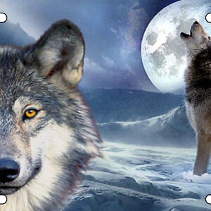 Personalized WOLF AND MOON License Plate, Wolf Howling License Plate ...