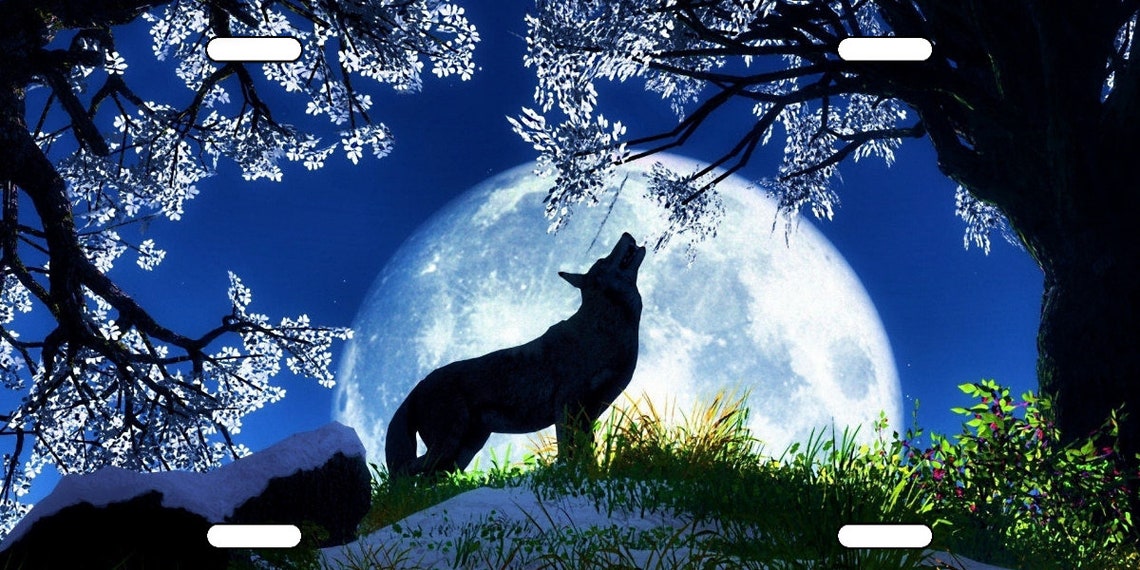 WOLF AND MOON Vanity License Plate Howling #2 Wild Animals Nature - Etsy