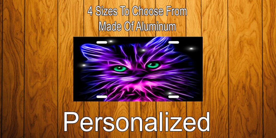 Cat License Plate, Personalized Neon Pussy Cat License Plate, Vanity ...