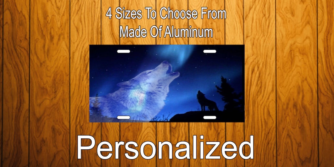 WOLF AND MOON License Plate, Howling Wolf License Plate, Wildlife ...