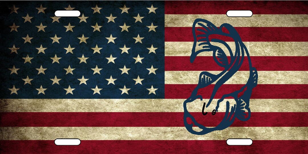 RUSTIC License Plate - AMERICAN FLAG - License Plate - Catfish Vanity ...