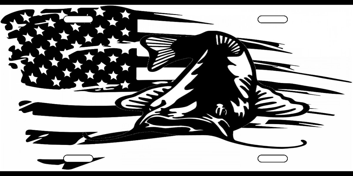 AMERICAN FLAG Catfish Vanity License Plate Fishing, Bass, Trout, Carp ...