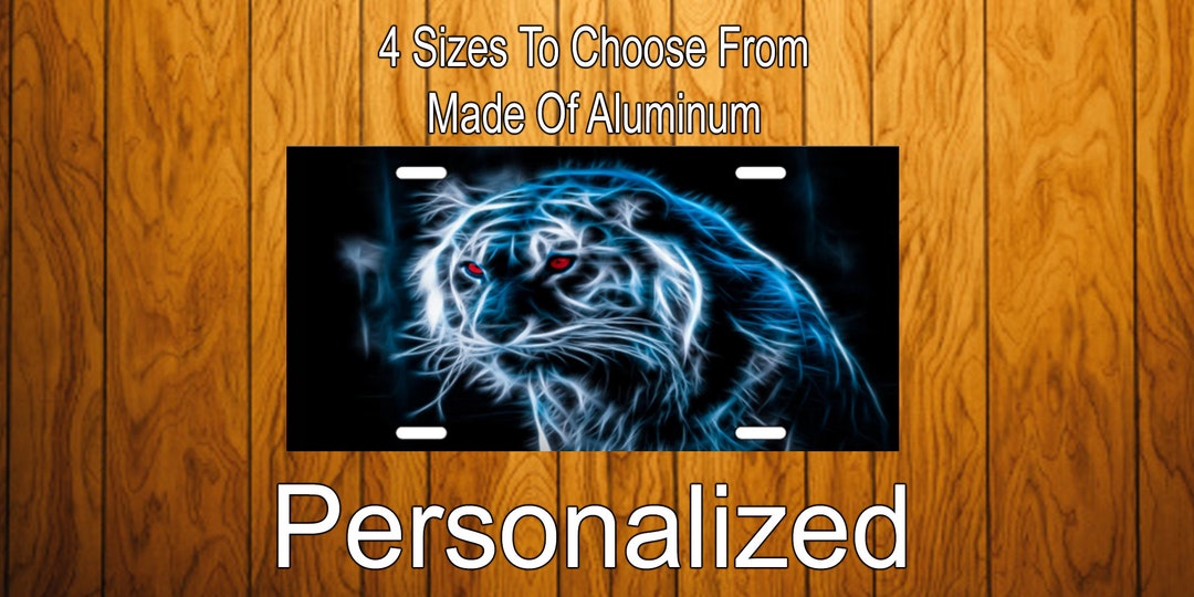 Personalized Tiger License Plate, Wild Animal License Plate, Neon Tiger ...