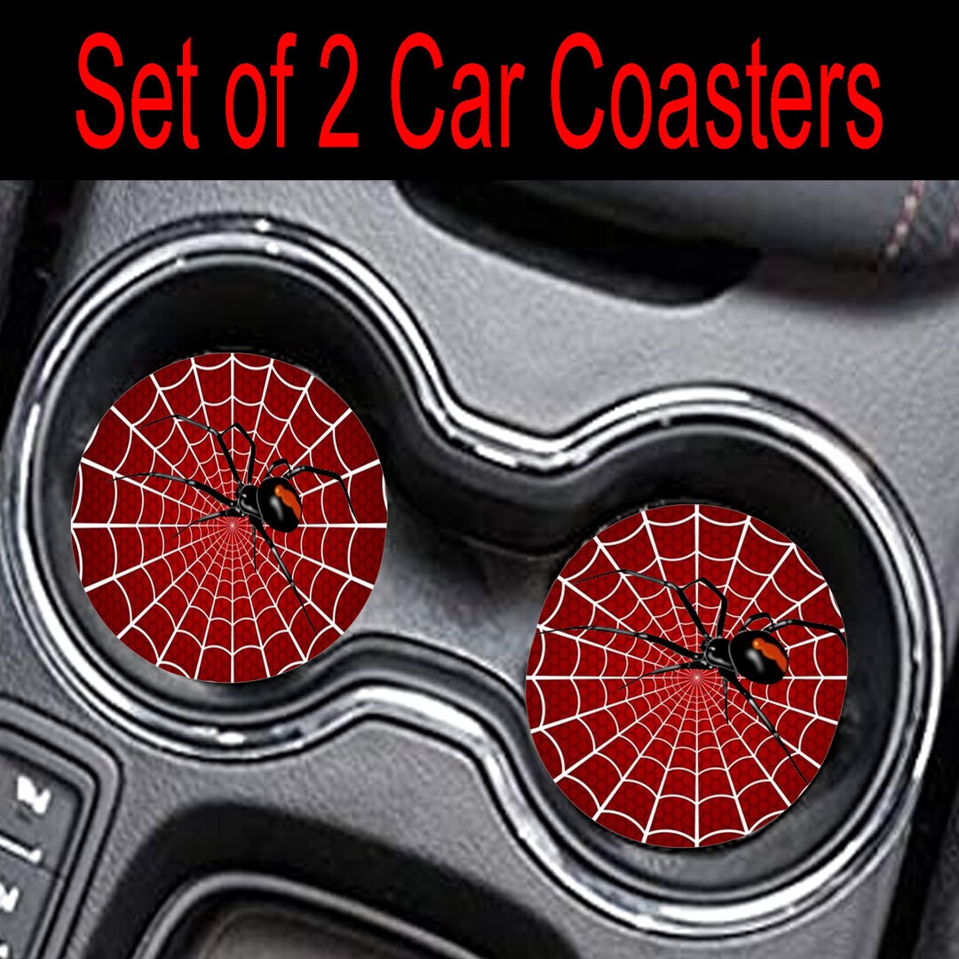 Car Coaster Spider and Web Print - Car Coasters Spider Man Look set of ...