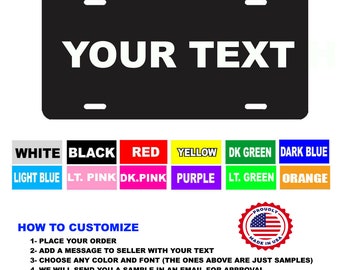 PERSONALIZED Custom License Plate Add Your Text Black Fiber | Etsy